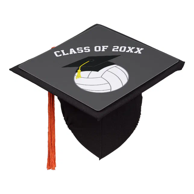 Volleyball Graduation Sports Grey Graduation Cap Topper | Zazzle