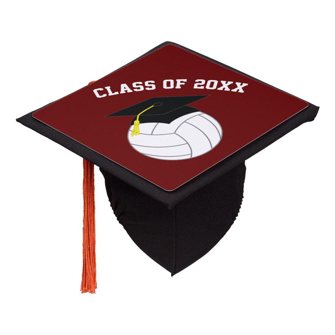 Volleyball Graduation Sports Maroon Graduation Cap Topper | Zazzle
