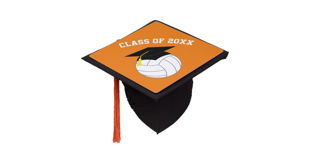 Volleyball Graduation Sports Orange Graduation Cap Topper | Zazzle