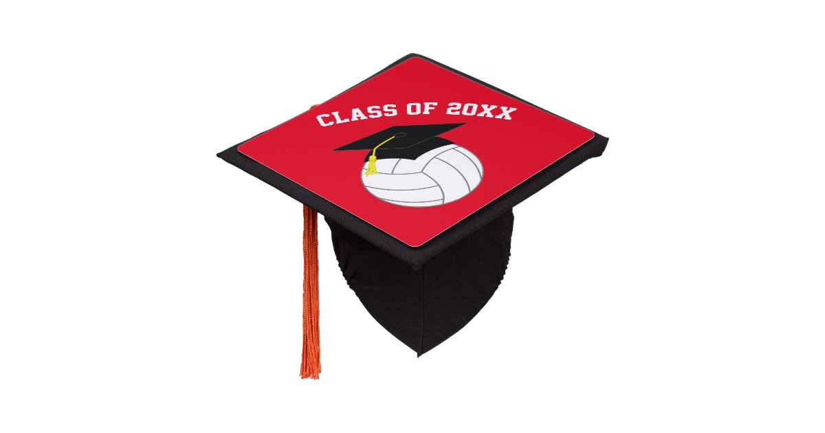 Volleyball Graduation Sports Red Graduation Cap Topper | Zazzle