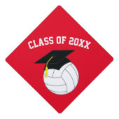 Volleyball Graduation Sports Red Graduation Cap Topper | Zazzle