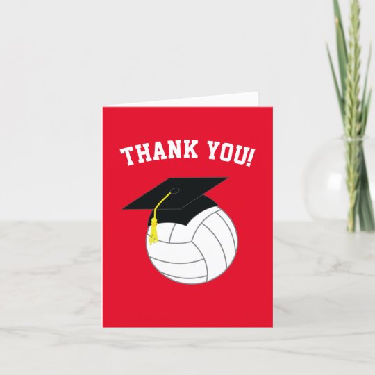 Volleyball Graduation Sports Red Thank You Card | Zazzle.com
