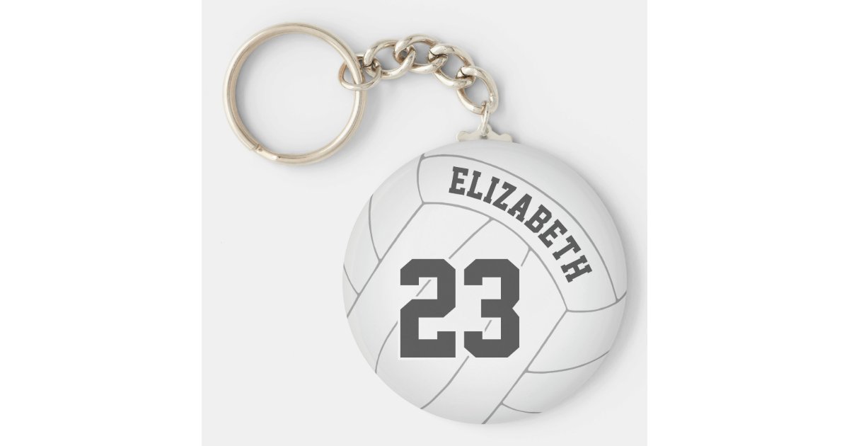 volleyball keychain bag tag w name jersey number | Zazzle