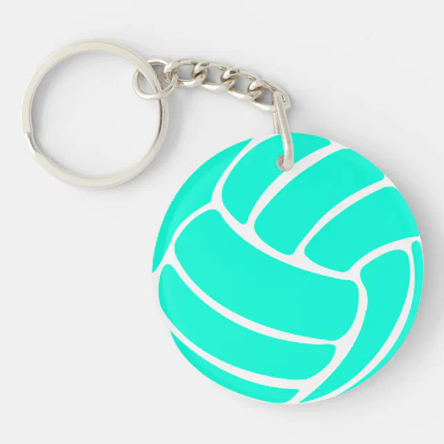 Volleyball Keychain w/Name Turquoise | Zazzle