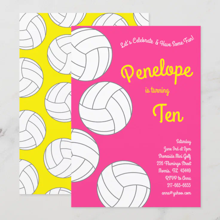 Volleyball Kids Birthday Party Sports Invitation | Zazzle