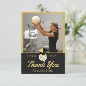 Volleyball player Modern Photo graduation class of Thank You Card | Zazzle