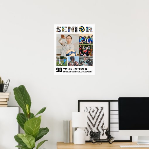 Volleyball Player Senior Sports Team Photo Collage Poster | Zazzle