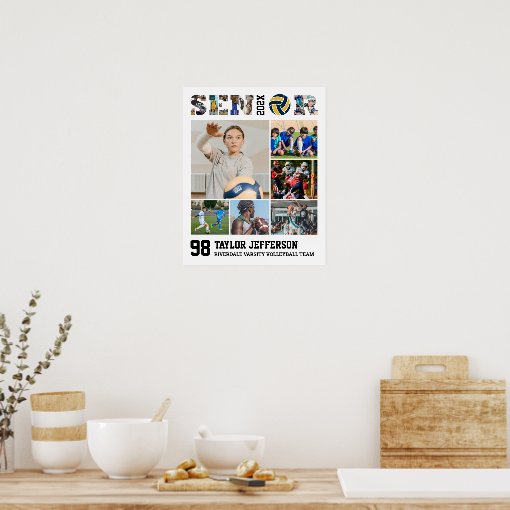 Volleyball Player Senior Sports Team Photo Collage Poster | Zazzle