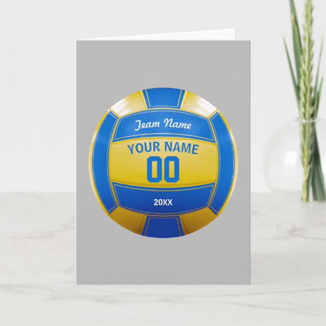 Volleyball Player's Name Year Team Blue and Yellow Card | Zazzle