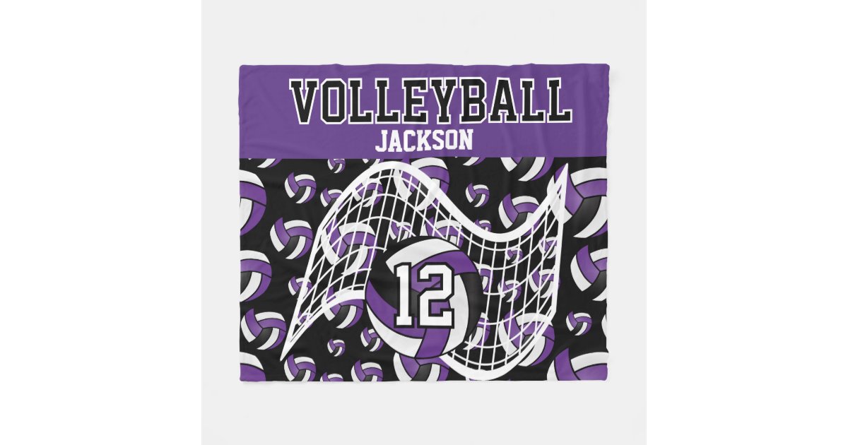 Volleyball - Purple, Black and White Fleece Blank | Zazzle