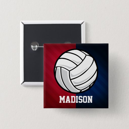 Volleyball; Red, White, and Blue Button | Zazzle