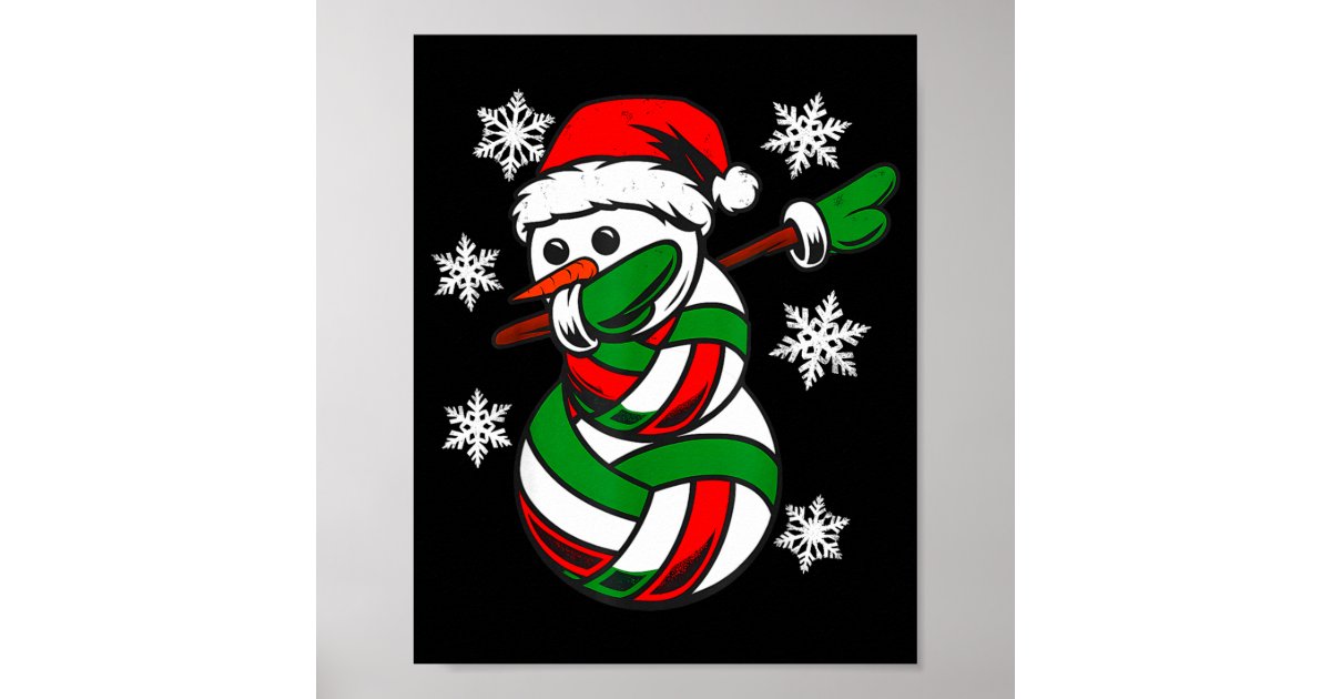 Volleyball Santa Hat Snowman Xmas Funny Volleyball Poster | Zazzle