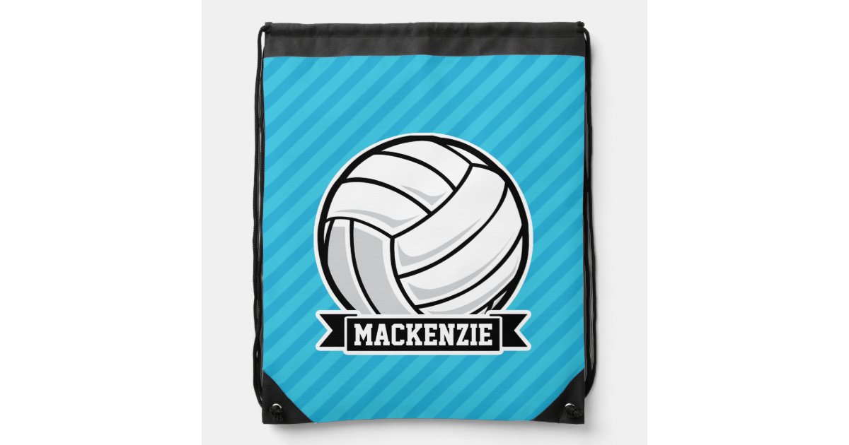 Volleyball; Sky Blue Stripes Drawstring Bag | Zazzle