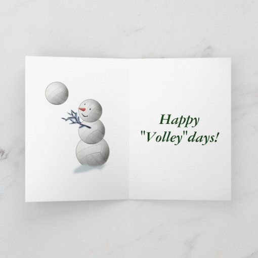 Volleyball Snowman Christmas Holiday Card | Zazzle