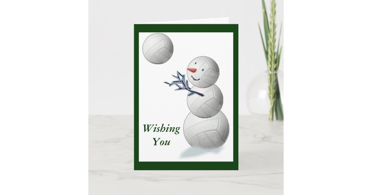 Volleyball Snowman Christmas Holiday Card | Zazzle