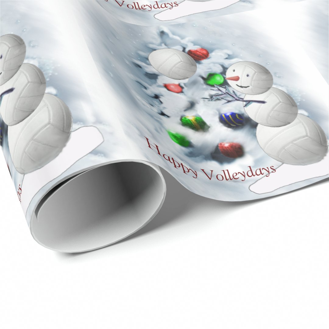 Volleyball Snowman Christmas Wrapping Paper | Zazzle
