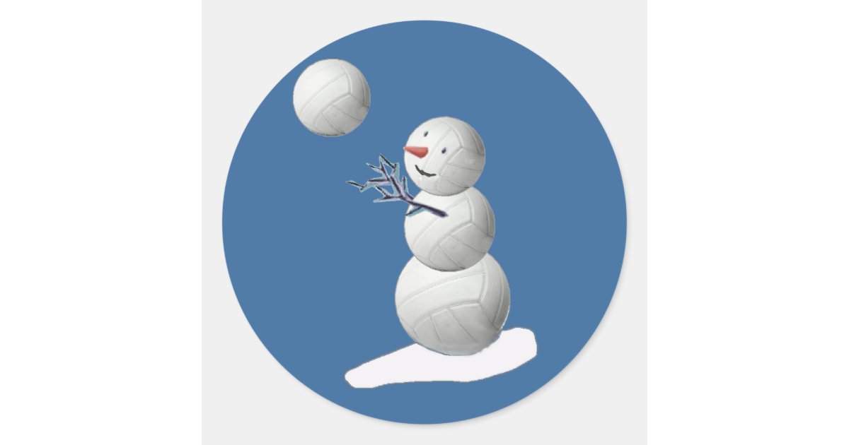 Volleyball Snowman Classic Round Sticker | Zazzle