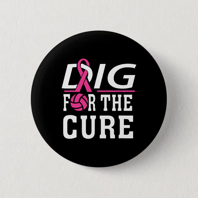 Volleyball Team Breast Cancer Awareness Button | Zazzle