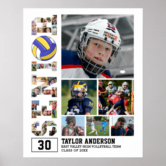 Volleyball Team Senior Graduation Photo Collage Poster | Zazzle