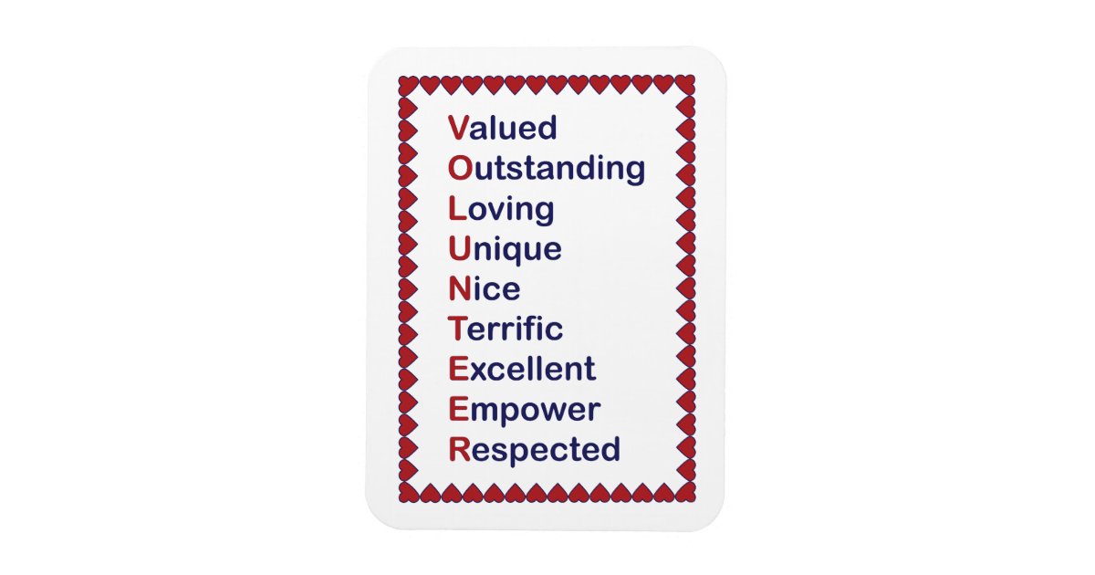 Volunteer Appreciation Thanks Hearts Red White Magnet | Zazzle