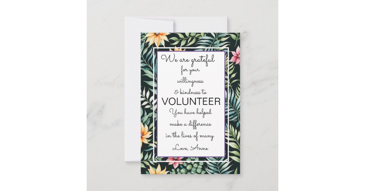 volunteer appreciation week leaf pattern card | Zazzle
