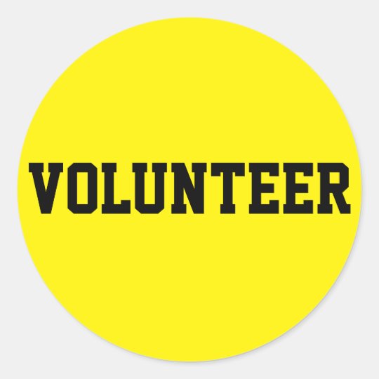 Volunteer Black and Yellow ID Event Badge Classic Round Sticker ...