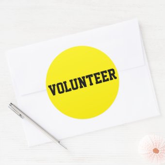 Volunteer Black and Yellow ID Event Badge Classic Round Sticker | Zazzle
