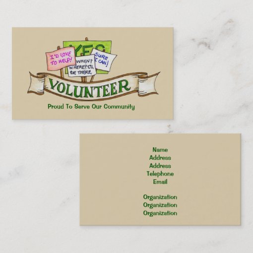 Volunteer Business Card | Zazzle