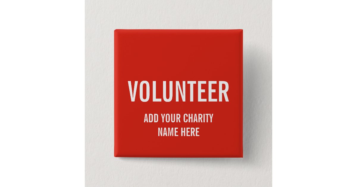 VOLUNTEER BUTTON PIN | RED | Zazzle