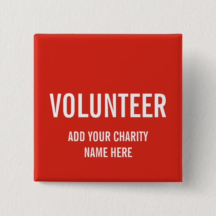 VOLUNTEER BUTTON PIN | RED | Zazzle.com