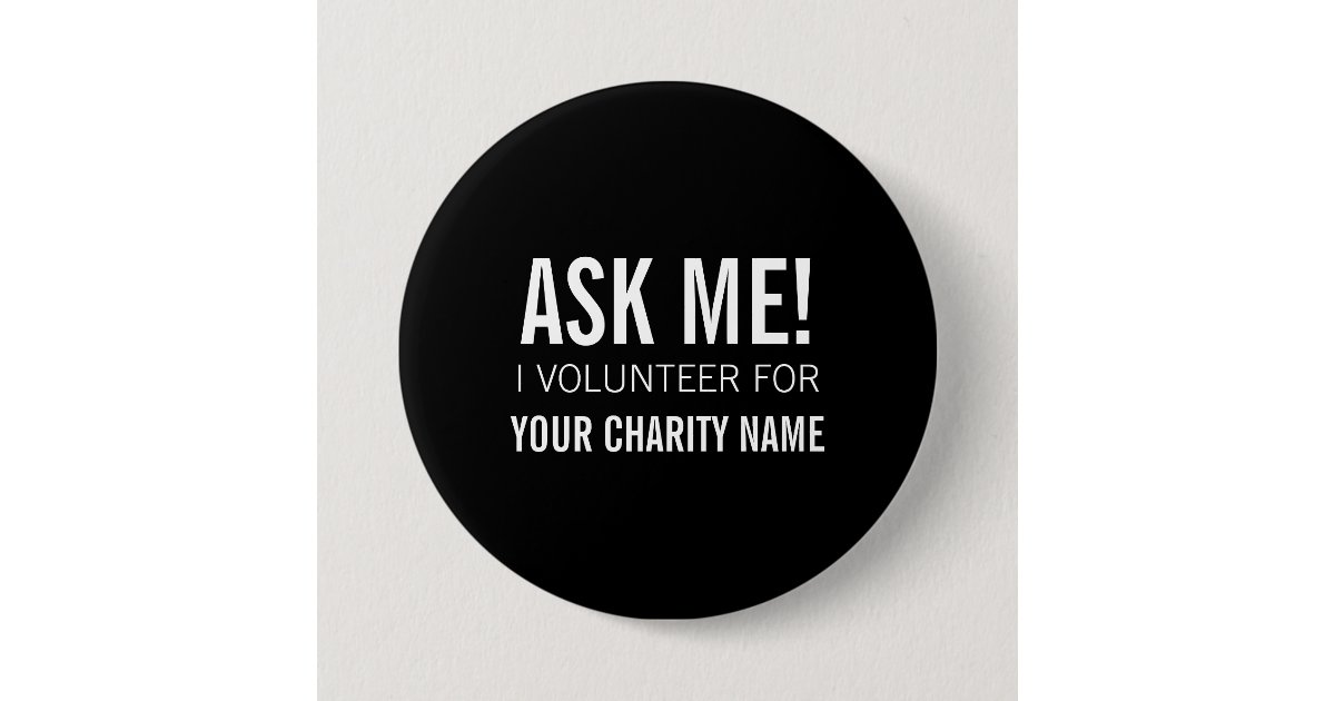 VOLUNTEER BUTTONS PINS | BLACK | Zazzle