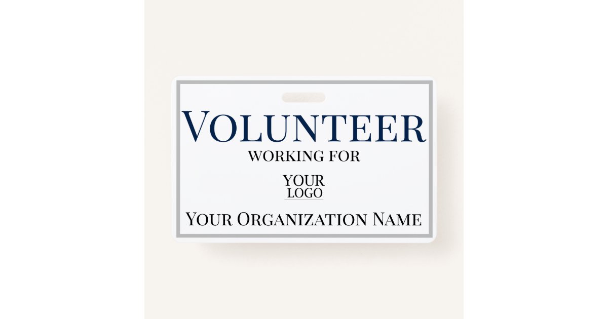 Volunteer Custom Logo ID Badge | Zazzle