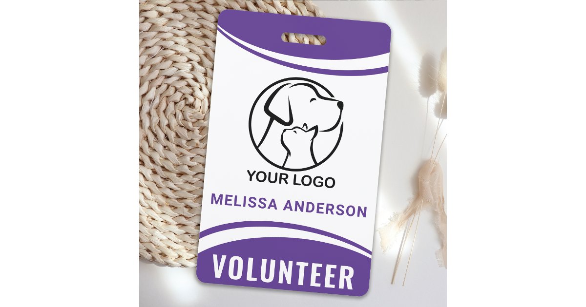 Volunteer Custom Logo Name Professional ID Badge | Zazzle