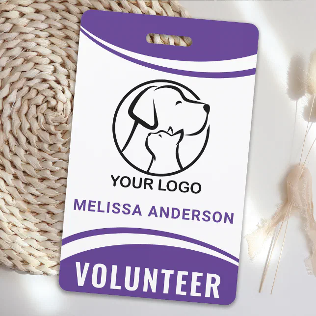 Volunteer Custom Logo Name Professional ID Badge | Zazzle