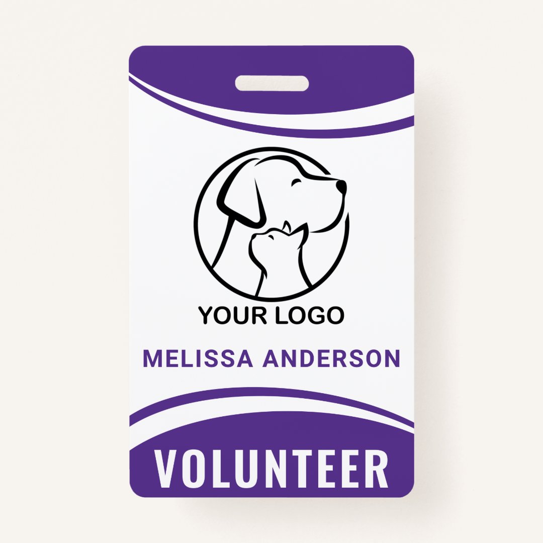 Volunteer Custom Logo Name Professional ID Badge | Zazzle