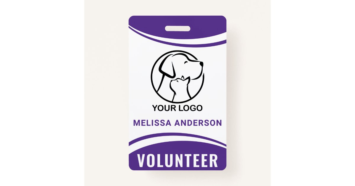 Volunteer Custom Logo Name Professional ID Badge | Zazzle