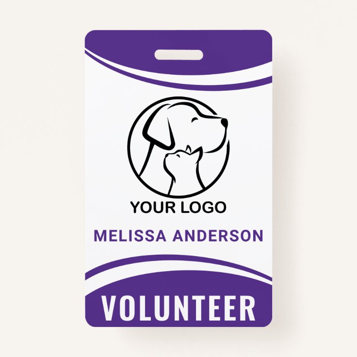 Volunteer Custom Logo Name Professional ID Badge | Zazzle