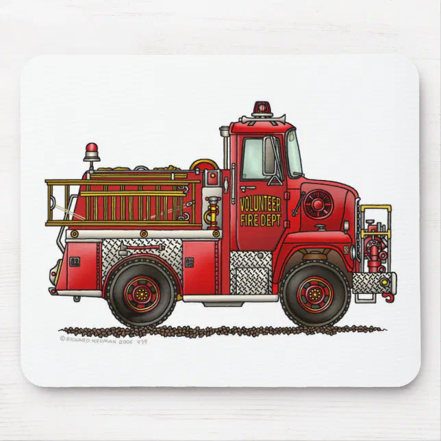 Volunteer Fire Truck Firefighter Mouse Pad | Zazzle