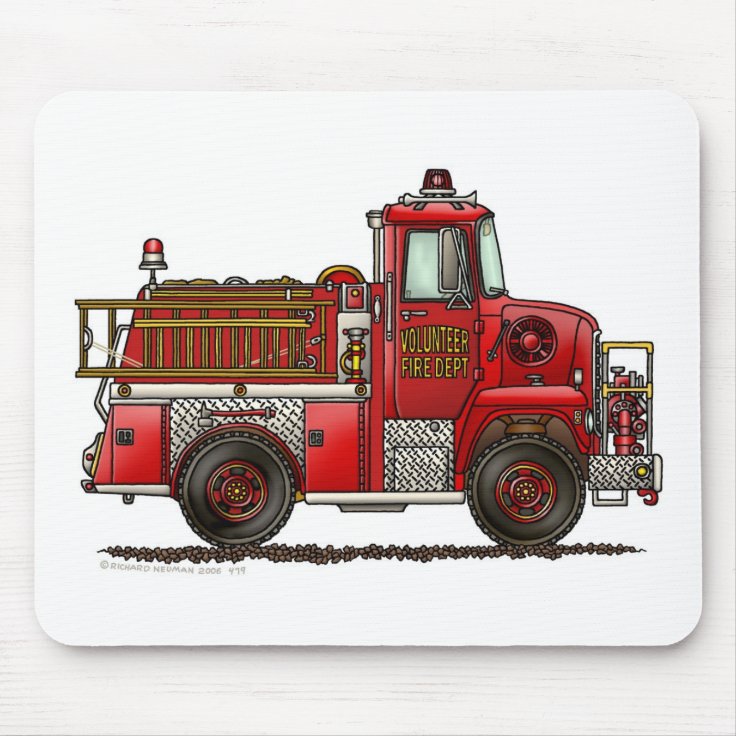 Volunteer Fire Truck Firefighter Mouse Pad | Zazzle