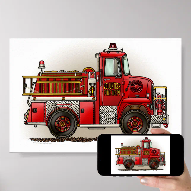 Volunteer Fire Truck Poster | Zazzle