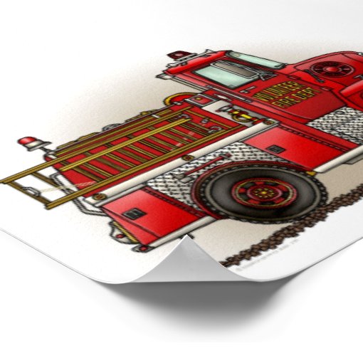 Volunteer Fire Truck Poster | Zazzle
