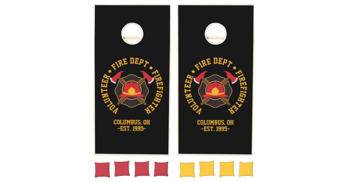 Volunteer Firefighter. Fire Department. Custom. Cornhole Set | Zazzle