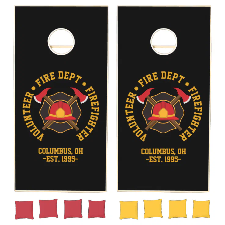 Volunteer Firefighter. Fire Department. Custom. Cornhole Set | Zazzle