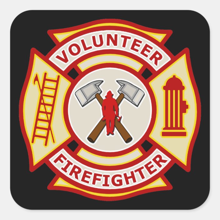 Volunteer Firefighter Maltese Cross Square Sticker | Zazzle.com
