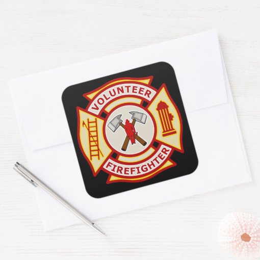 Volunteer Firefighter Maltese Cross Square Sticker | Zazzle