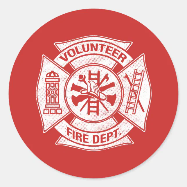 Volunteer Firefighter Sticker Red | Zazzle