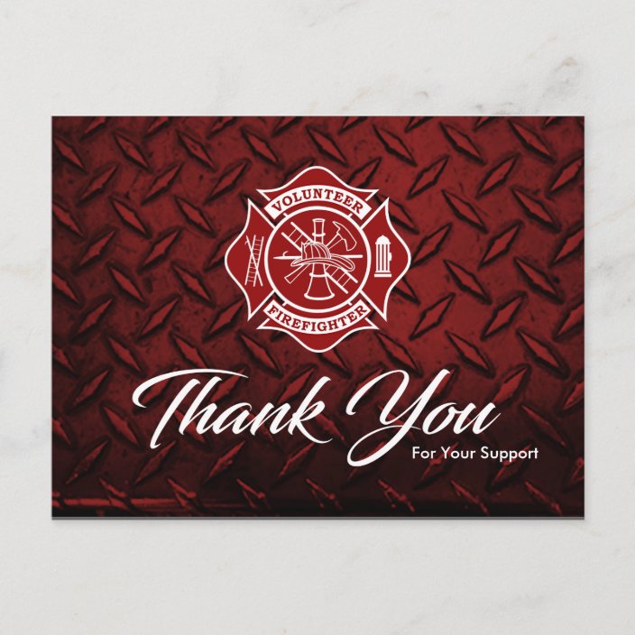 Volunteer Firefighter Thank You Postcard | Zazzle.com