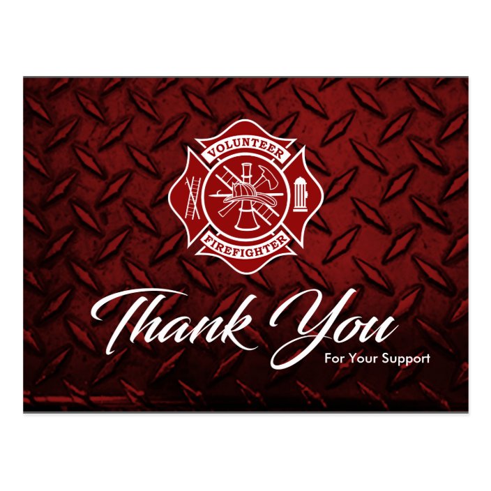 Volunteer Firefighter Thank You Postcard | Zazzle.com