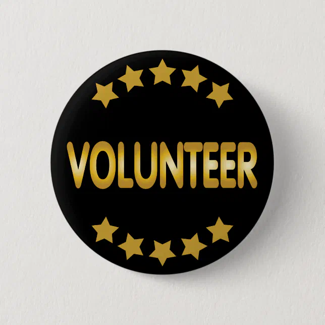 Volunteer gold and black with stars button | Zazzle