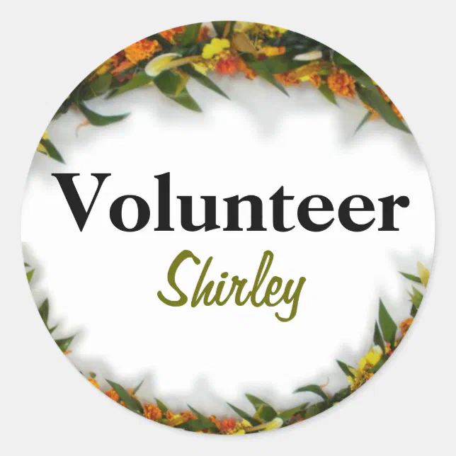 Volunteer Name tag sticker template | Zazzle